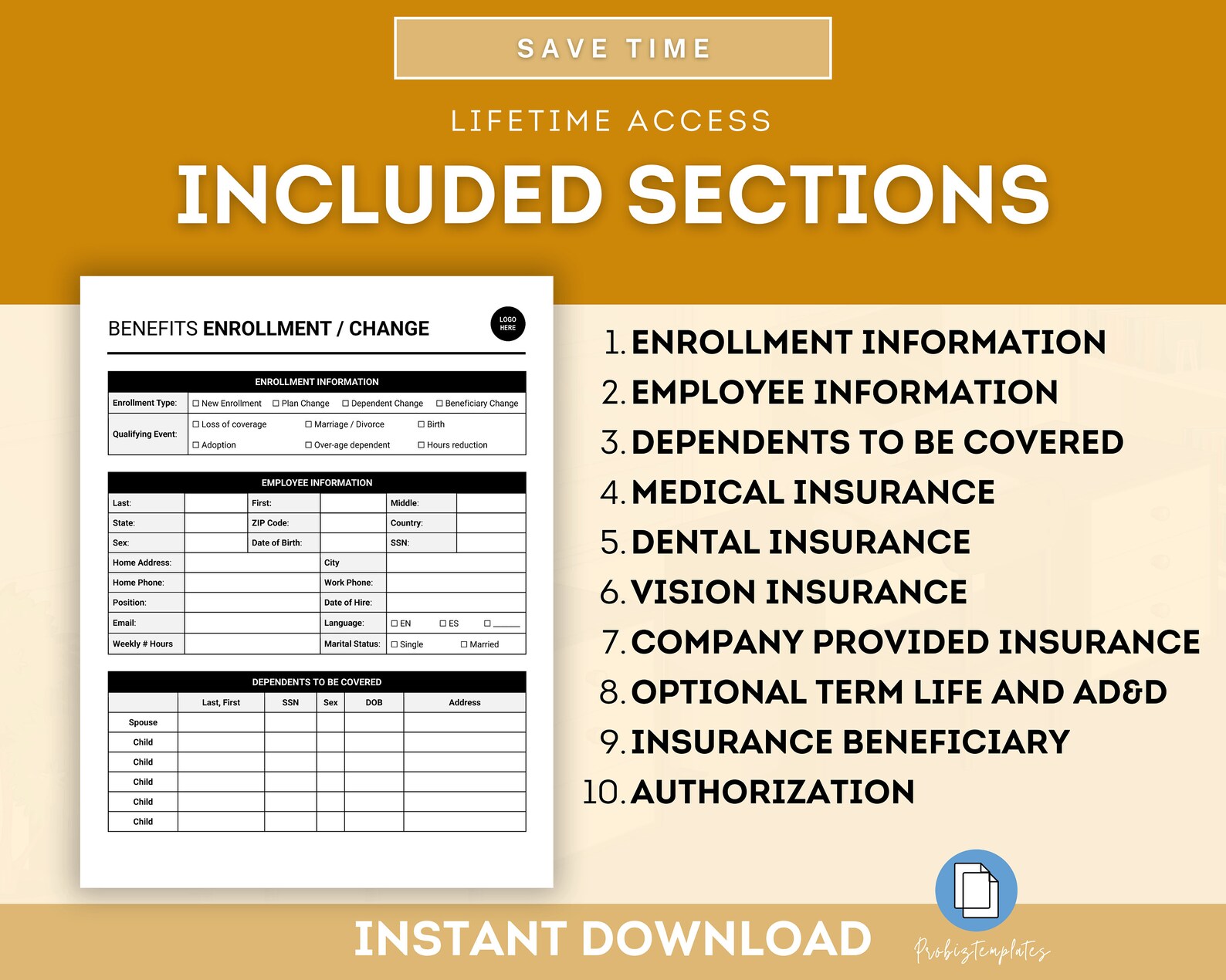 Benefits Enrollment and Change Form Template, Employee Benefits ...
