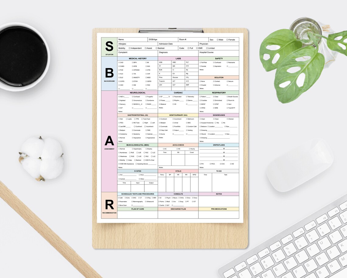 SBAR Nurse Report, Nurse Brain ICU Report Sheet, Nursing Student SBAR ...