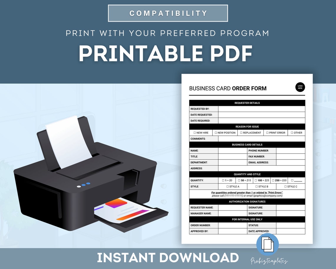 Employee Business Card Order Form Template, Staff Business Card Request ...