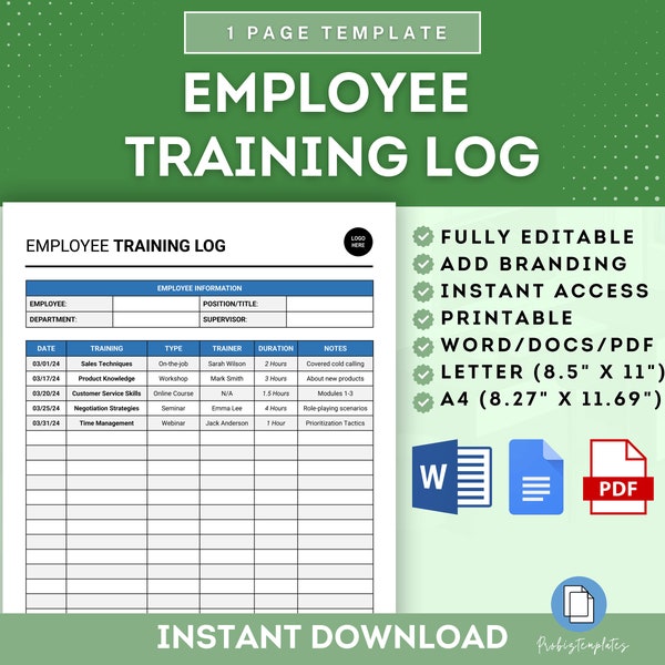 Simple Employee Development Template - Etsy