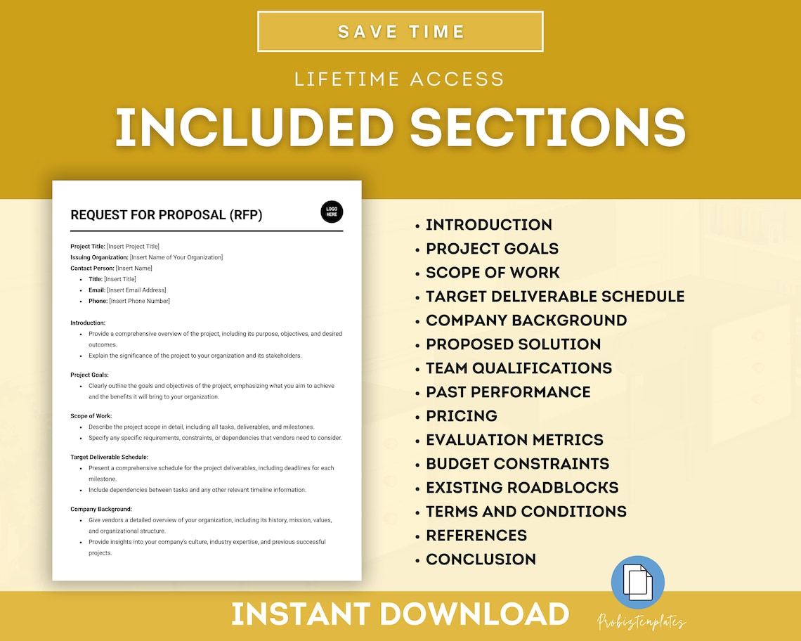 Request for Proposal Template, RFP, Proposal Solicitation Template, Bid ...
