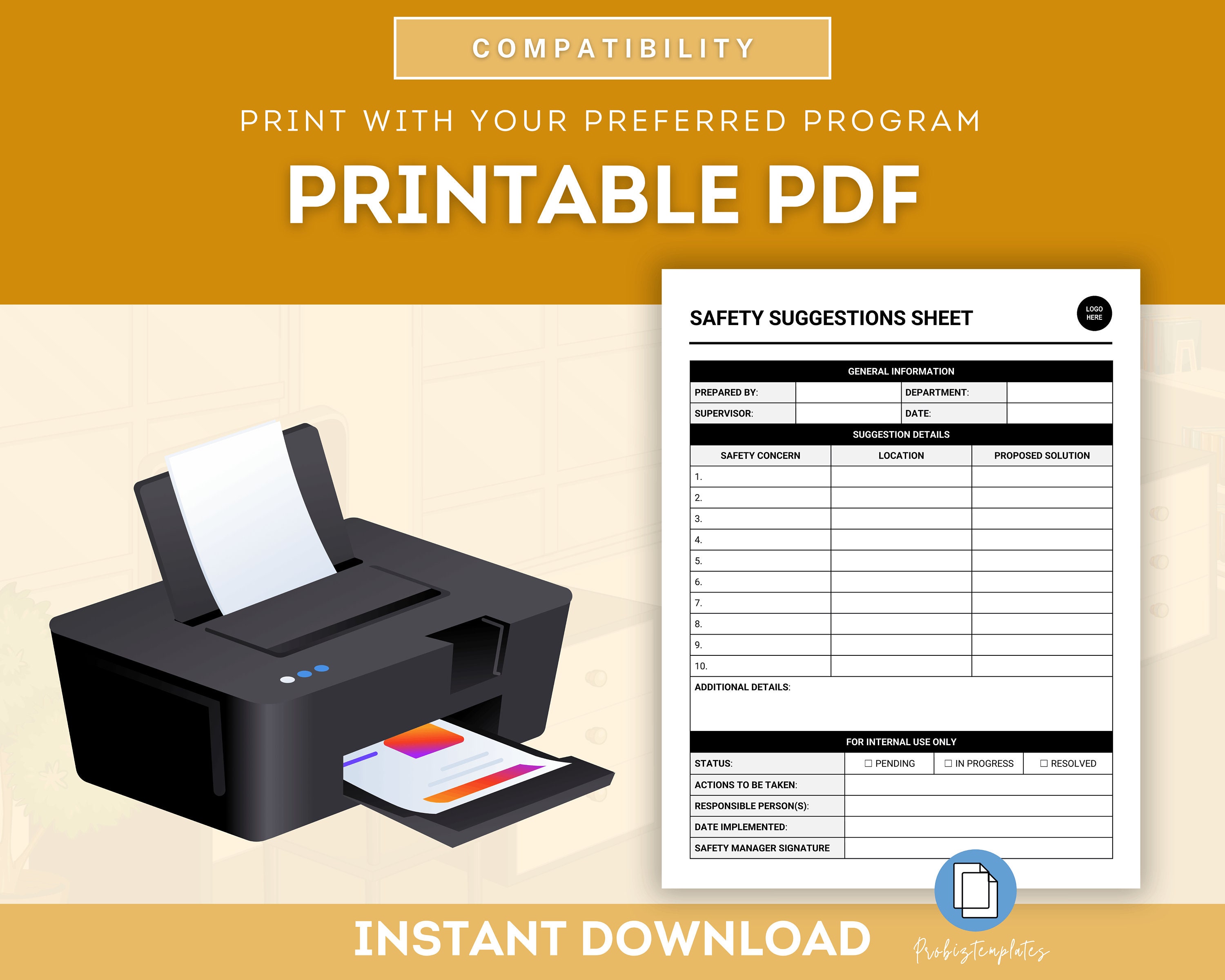 Workplace Safety Suggestions Sheet Template, Workplace Safety ...
