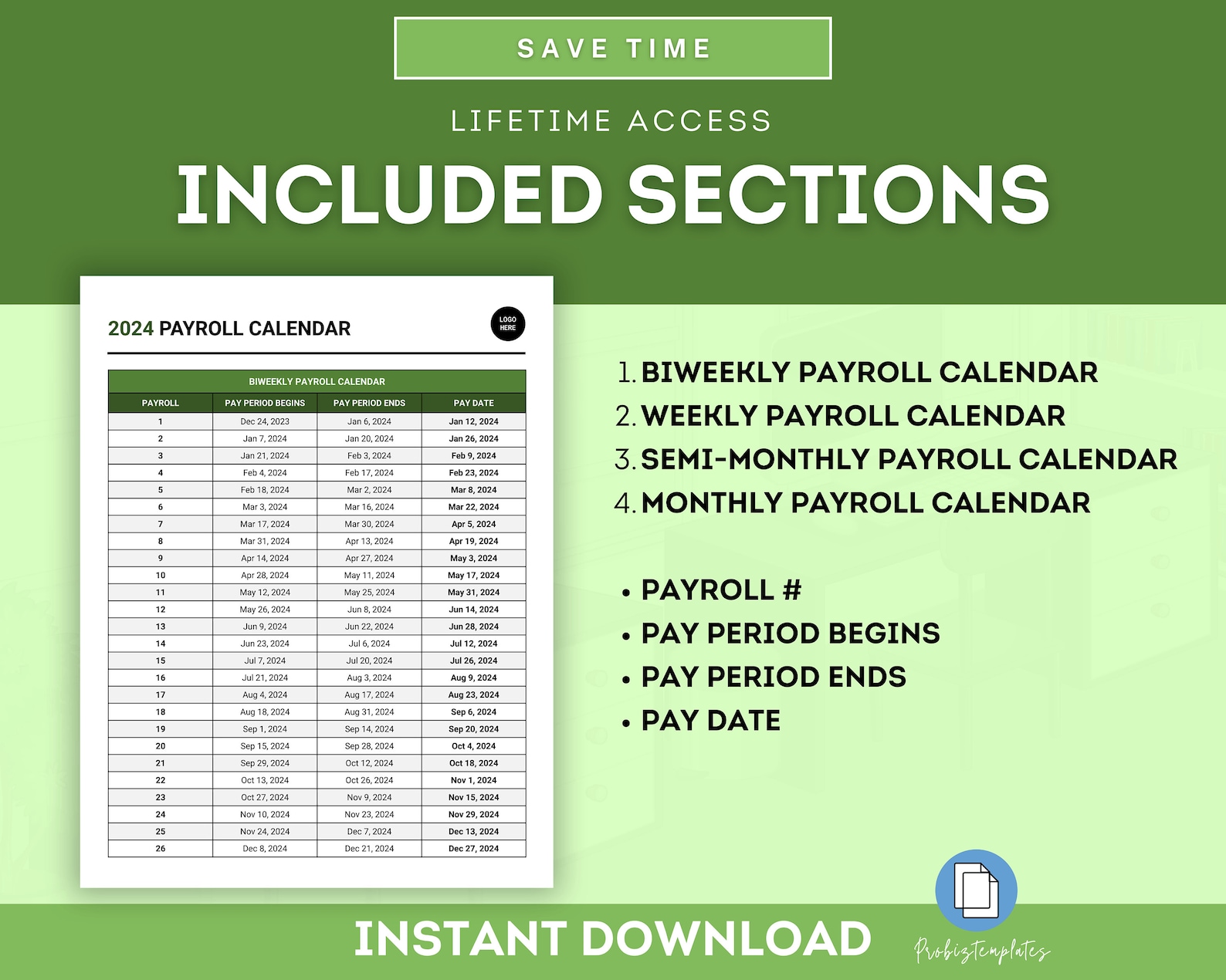 2024 Payroll Calendar, Biweekly, Weekly, Semi-monthly, Monthly Payroll ...