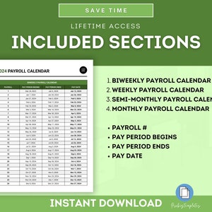 2024 Payroll Calendar, Biweekly, Weekly, Semi-monthly, Monthly Payroll ...