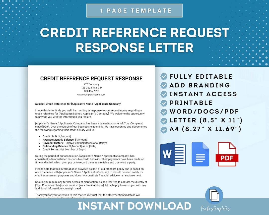 Credit Reference Request Response Letter Template, Credit Reference ...