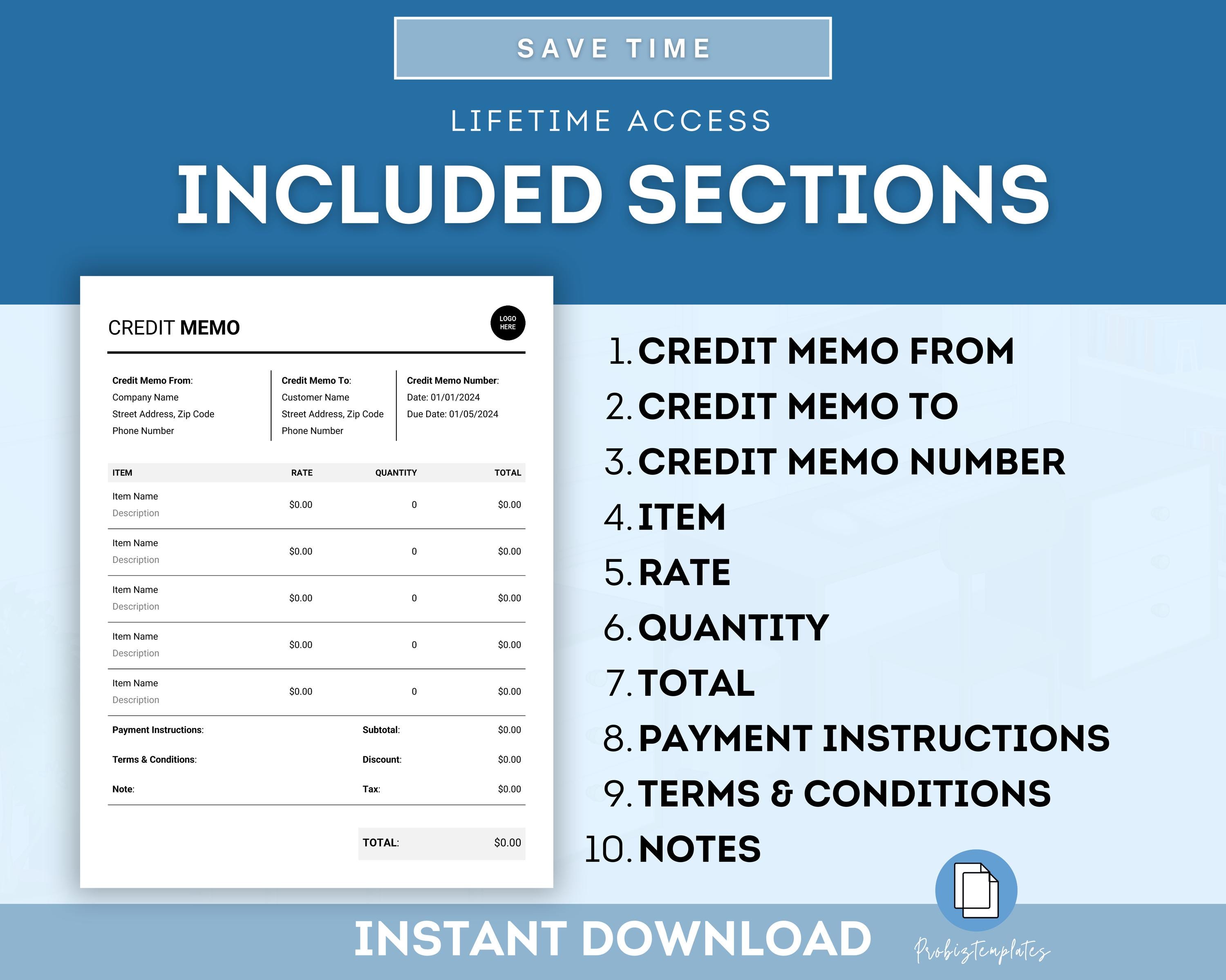 Credit Memo Template, Credit Note Template, Business Credit Memo ...
