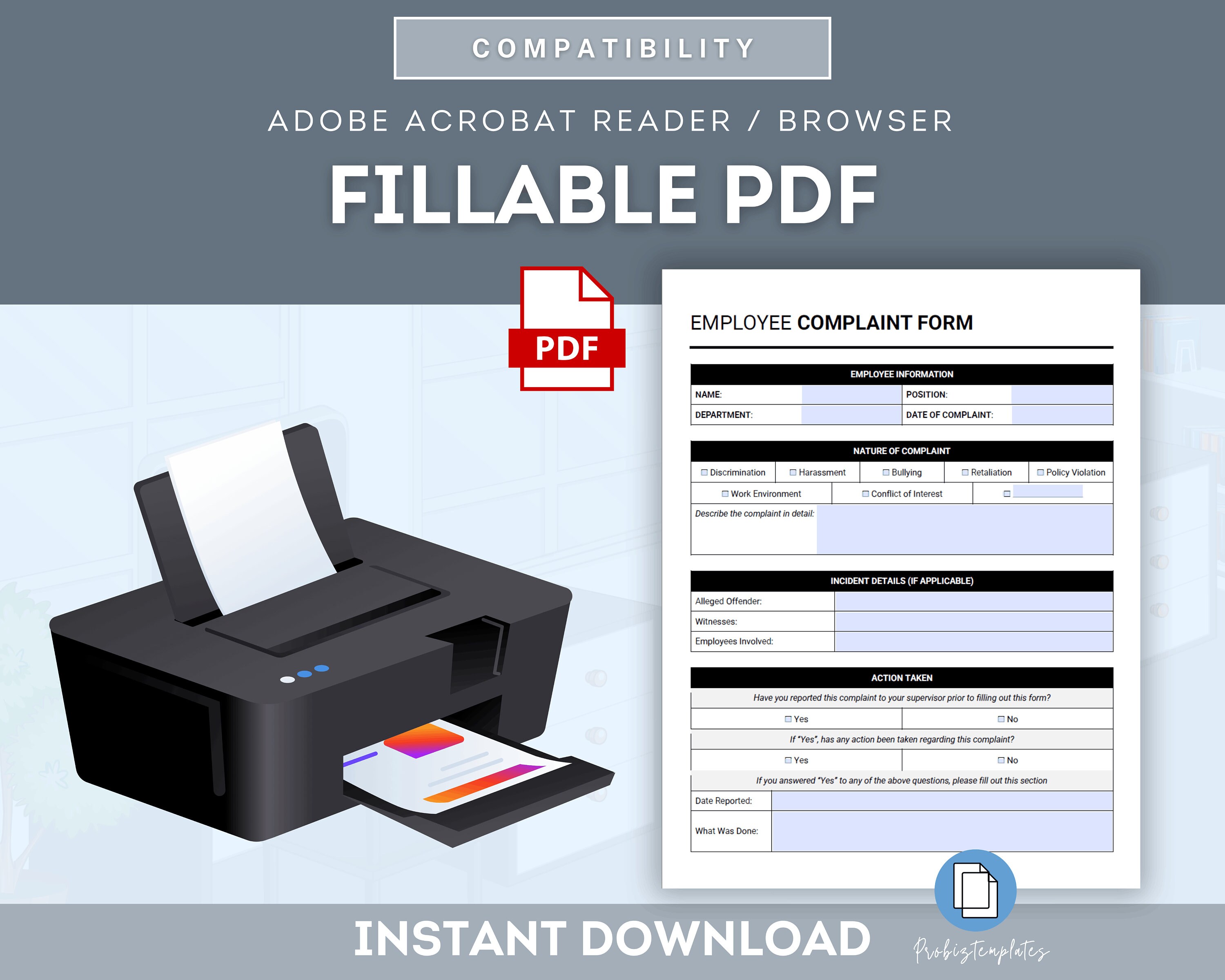 Employee Complaint Form Template, Employee Grievance Form, Staff ...
