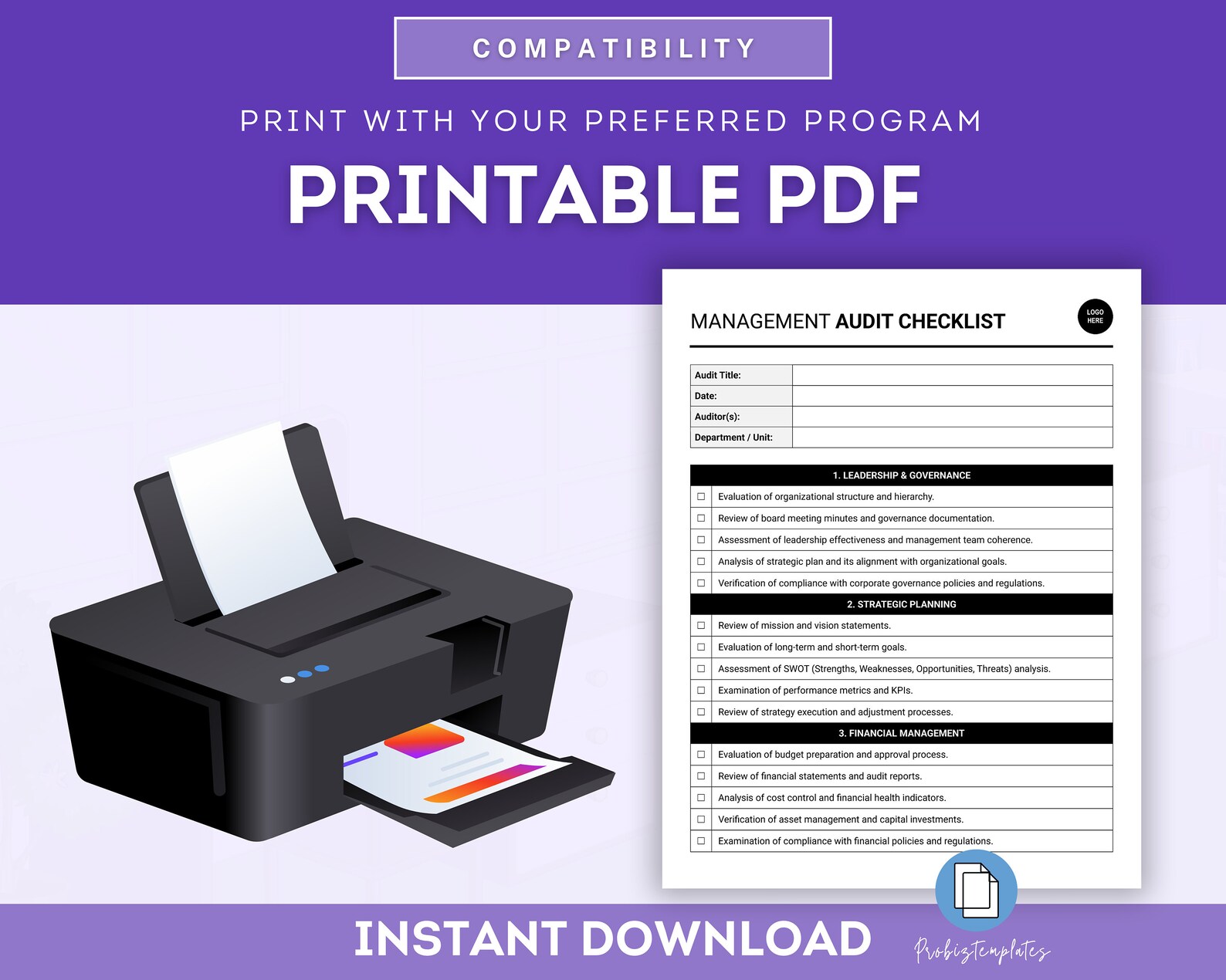 Management Audit Checklist, Management Review Checklist, Audit ...
