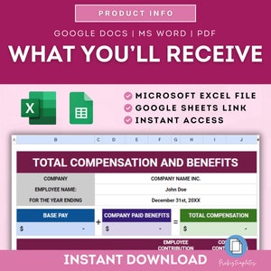 Total Compensation and Benefits Statement Template, Employee Compensation and Benefits Summary ...