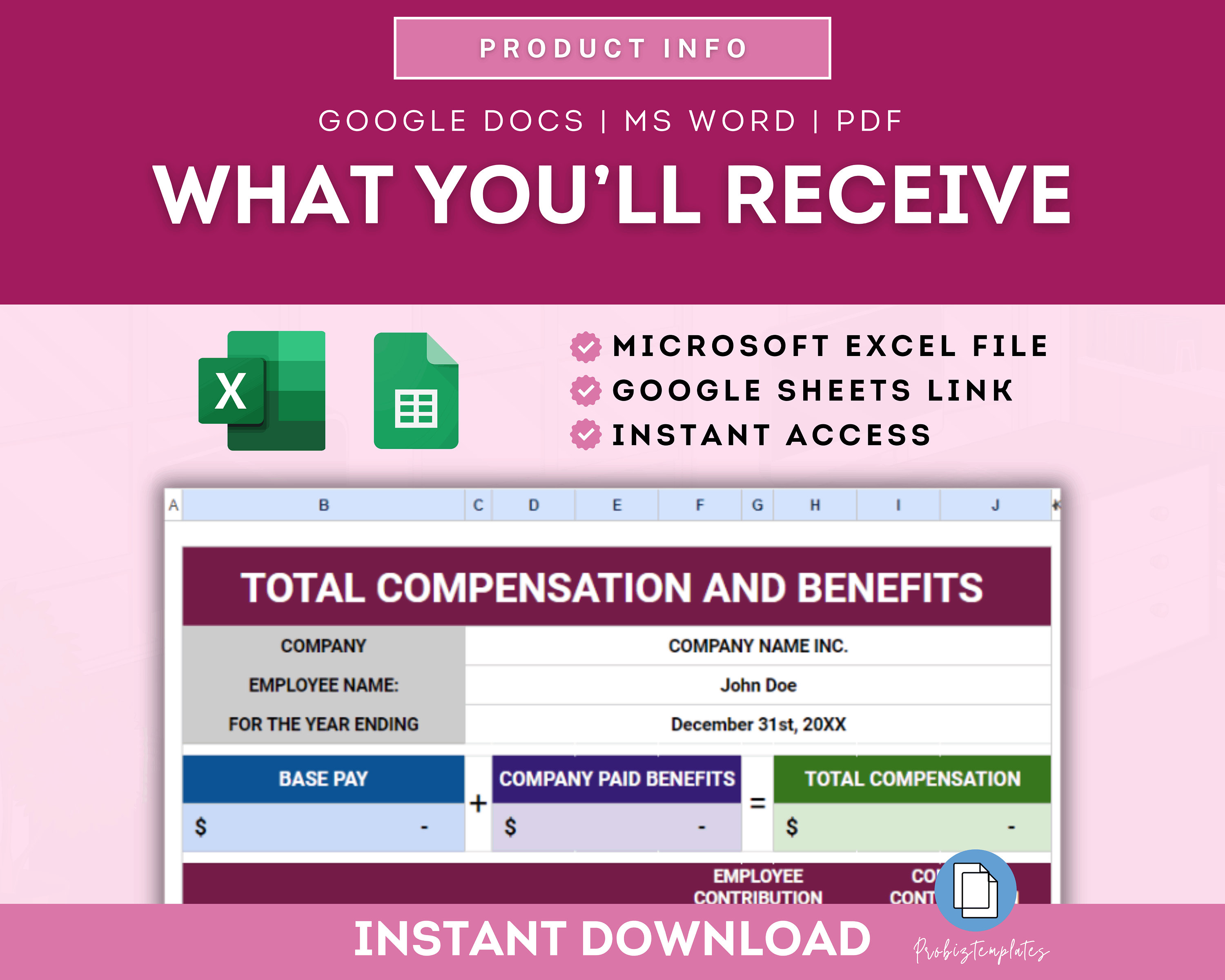 Total Compensation and Benefits Statement Template, Employee ...