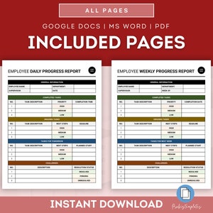 Employee Daily & Weekly Progress Report Template, Employee Daily and ...