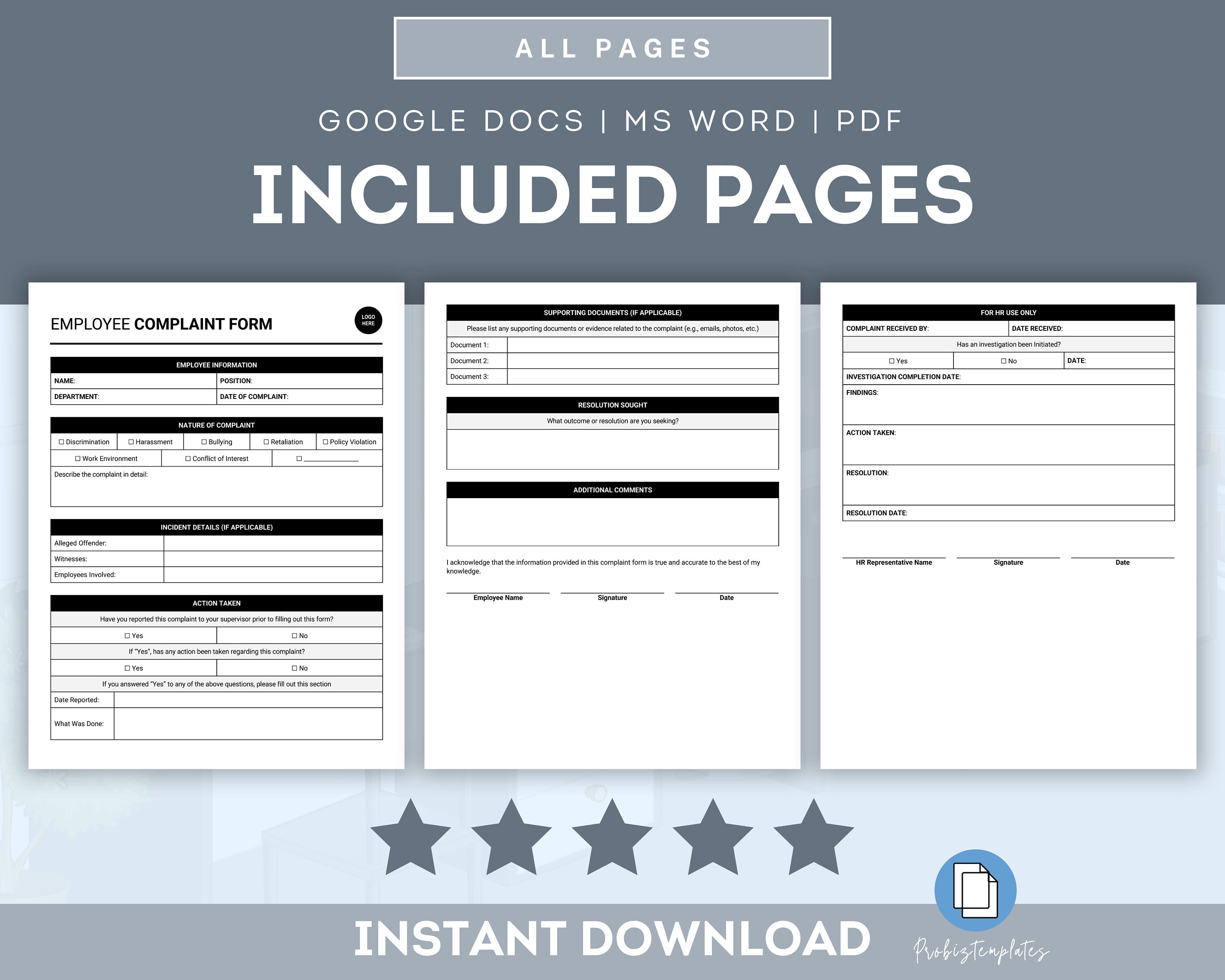 Employee Complaint Form Template, Employee Grievance Form, Staff ...