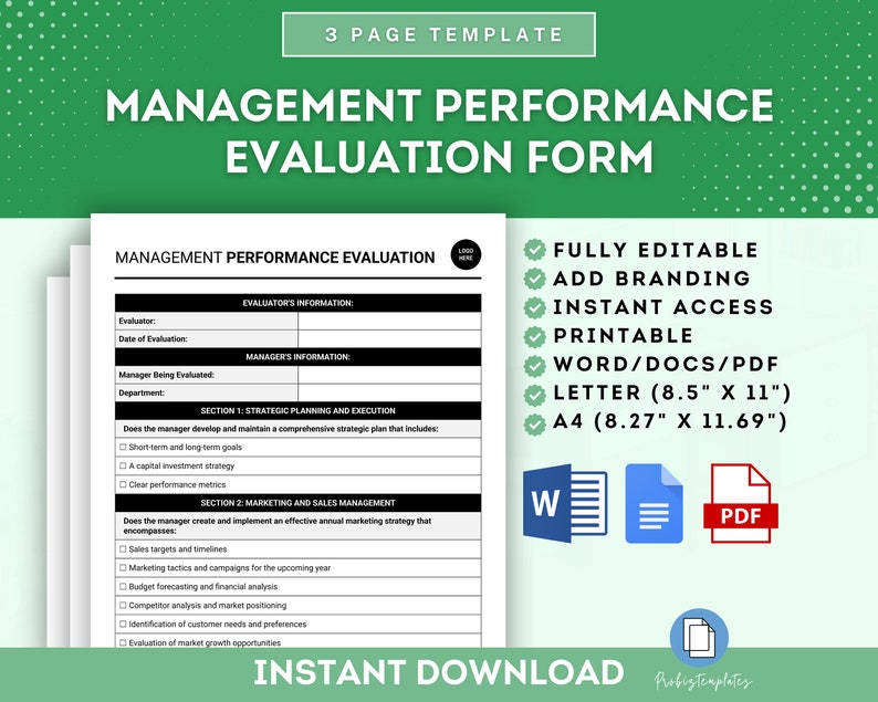 Management Performance Evaluation Form Template, Leadership Evaluation ... Management Performance Evaluation Form Template, Leadership Evaluation ...