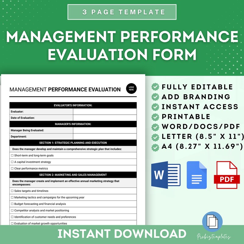 Manager Performance Template - Etsy