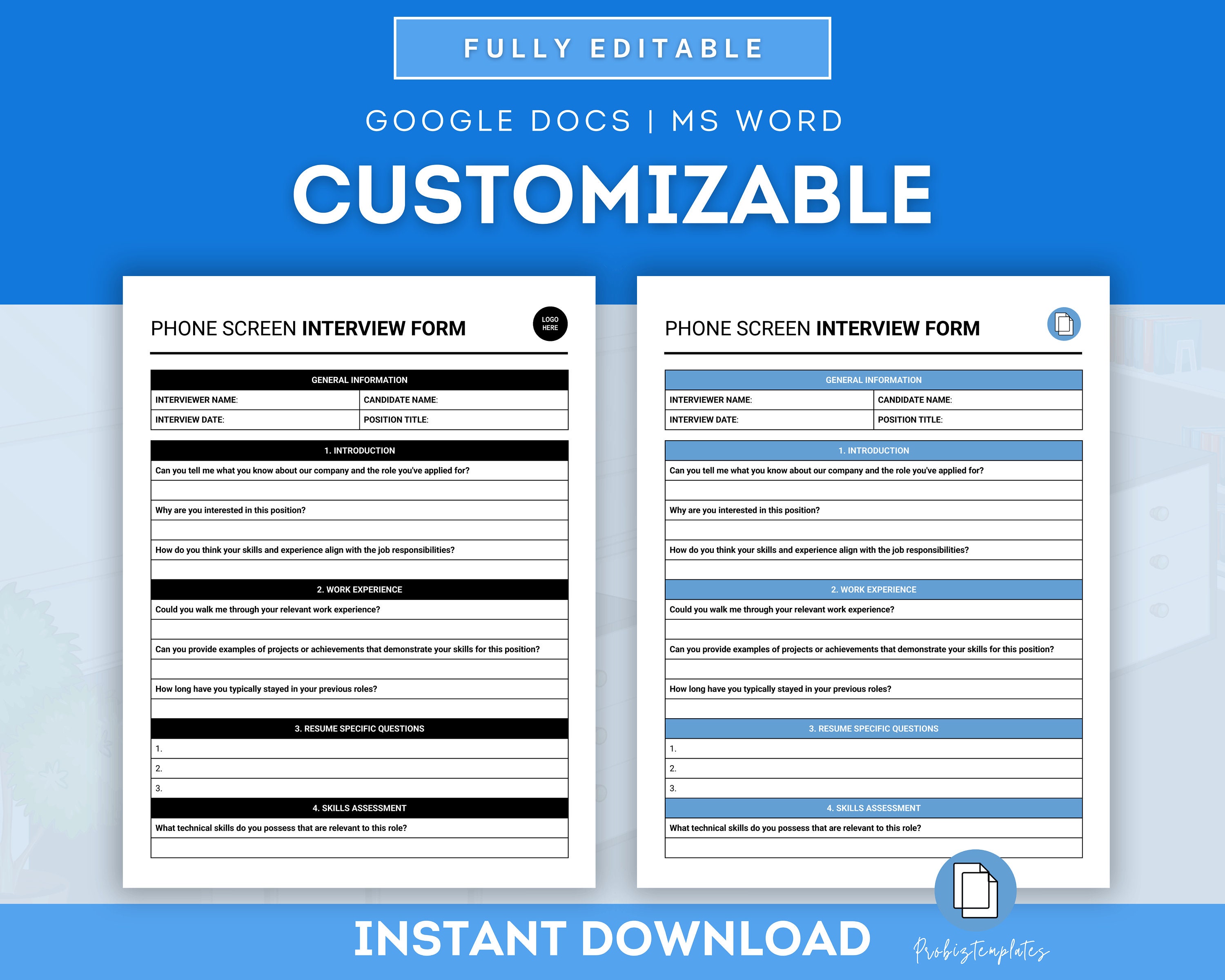 Phone Screen Interview Form Template, Pre-interview Screening Checklist ...