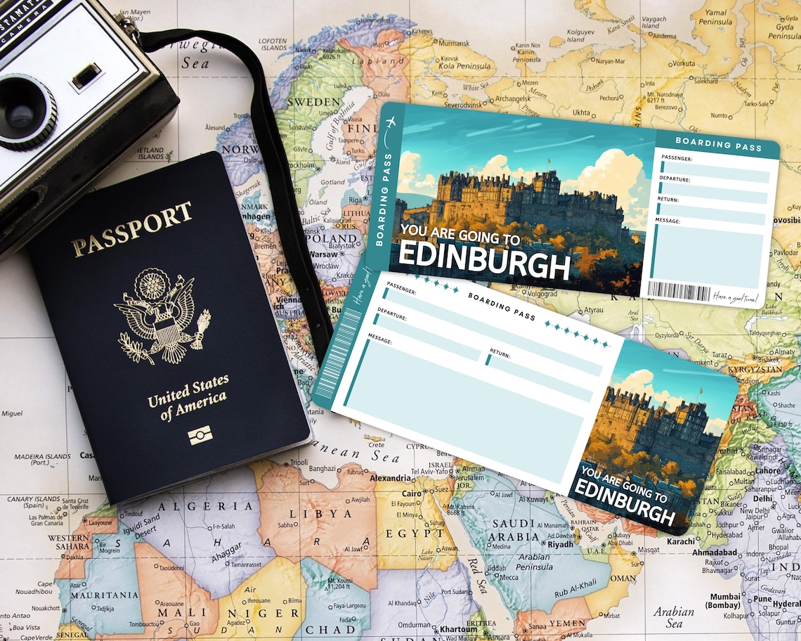 Printable Edinburgh Surprise Gift Ticket, Editable Scotland Vacation ...
