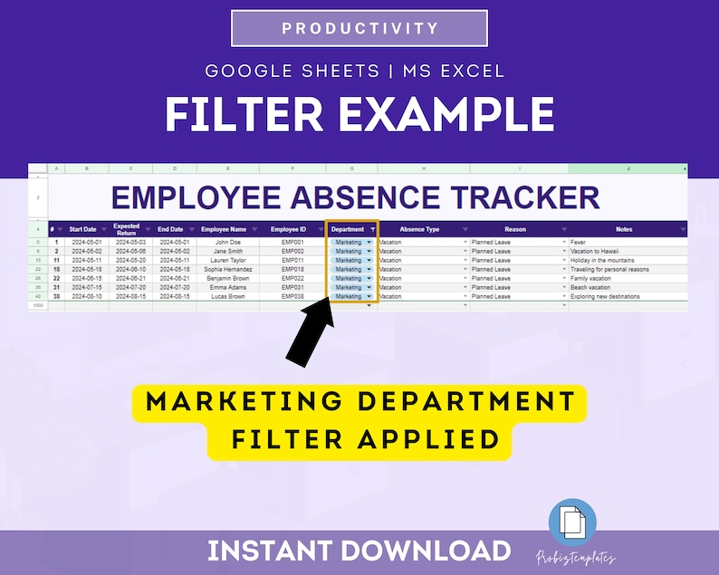 Employee Absence Tracker Spreadsheet, Staff Absence Monitoring ...