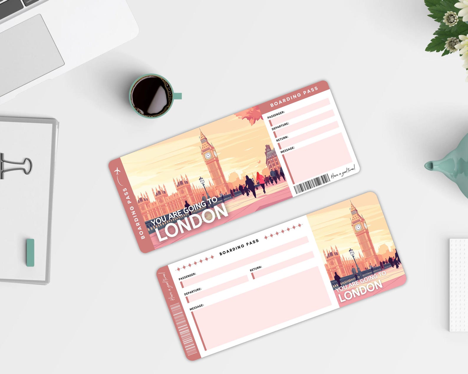 Printable London Surprise Gift Ticket, Editable England Boarding Pass ...