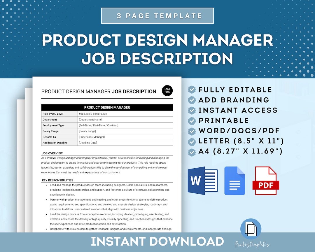Product Design Manager Job Description Template, Senior Product ...