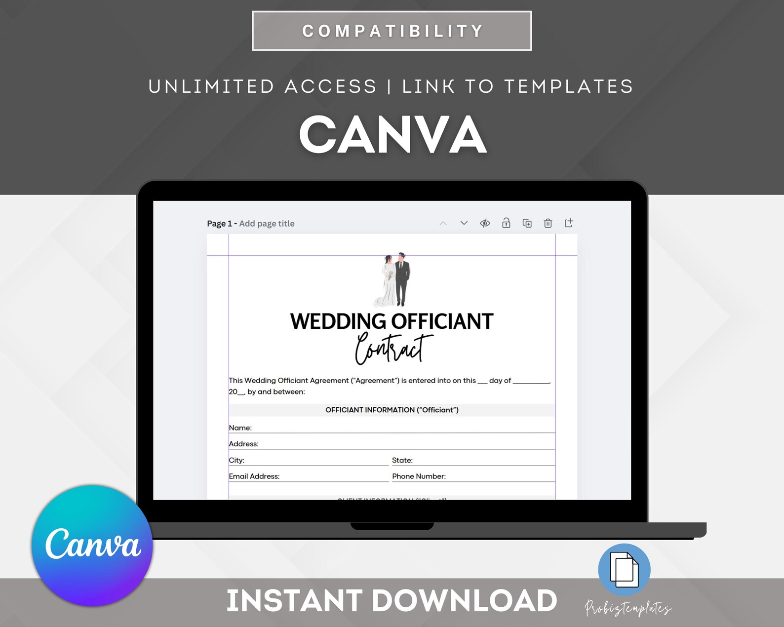 Wedding Officiant Contract Bundle, Ceremony Pact Template, Religious ...