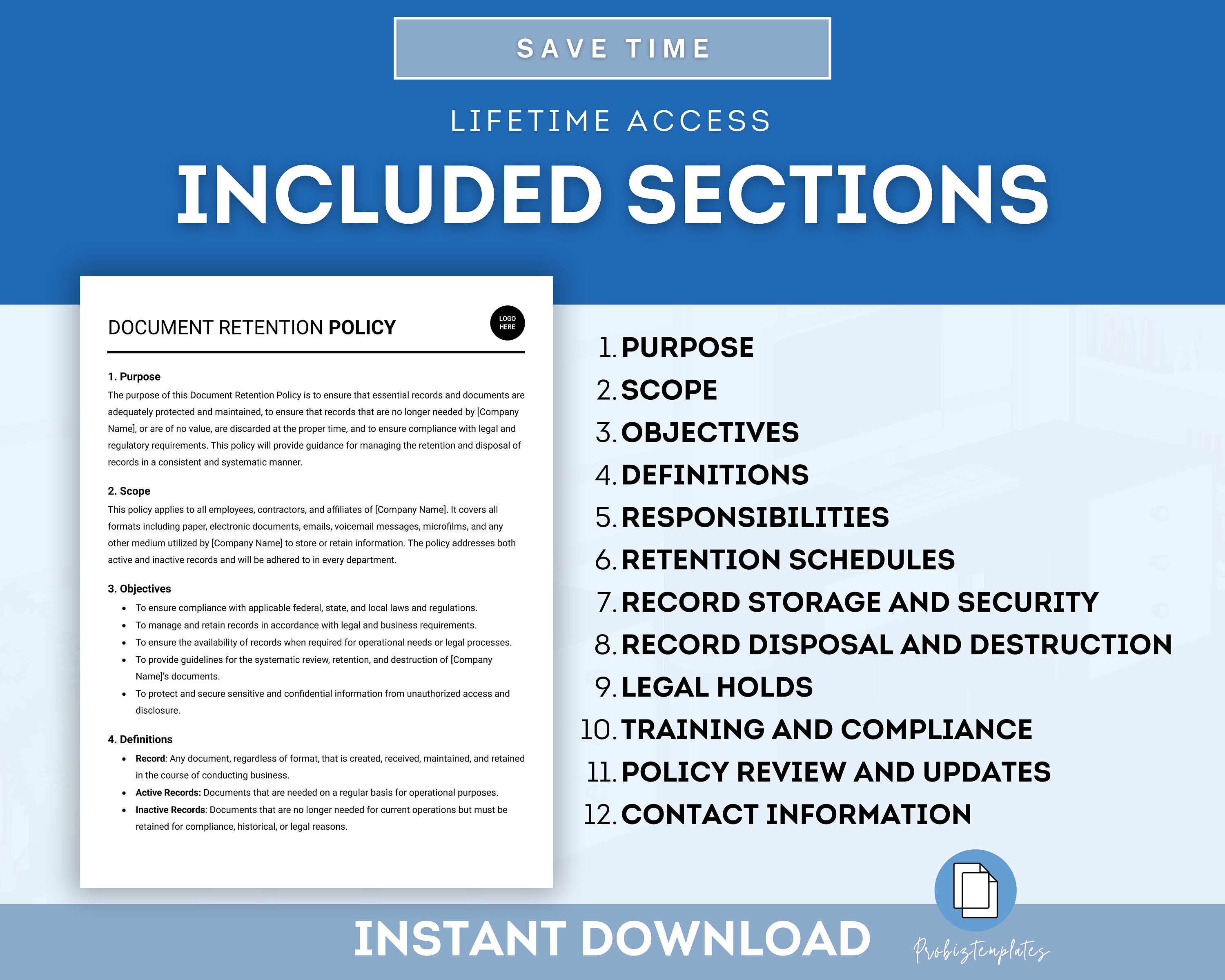 Document Retention Policy Template, Record Retention Guidelines ...