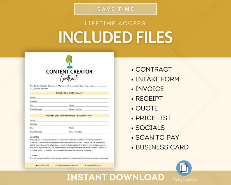 Content Creator Contract Bundle, Influencer Agreement Template, Social ...