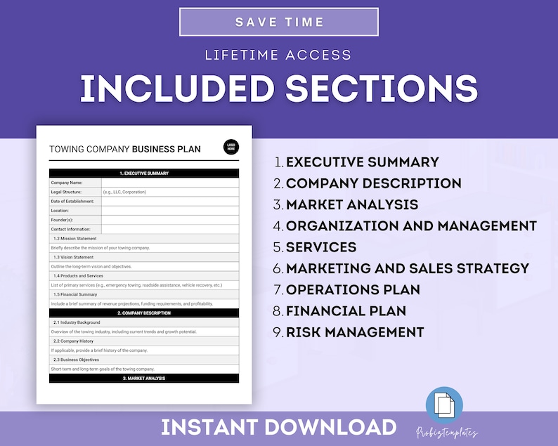 Towing Company Business Plan Template, Towing Service Strategy, Towing ...