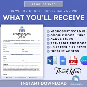 Daycare Contract Bundle, Daycare Business Starter Kit, Preschool ...