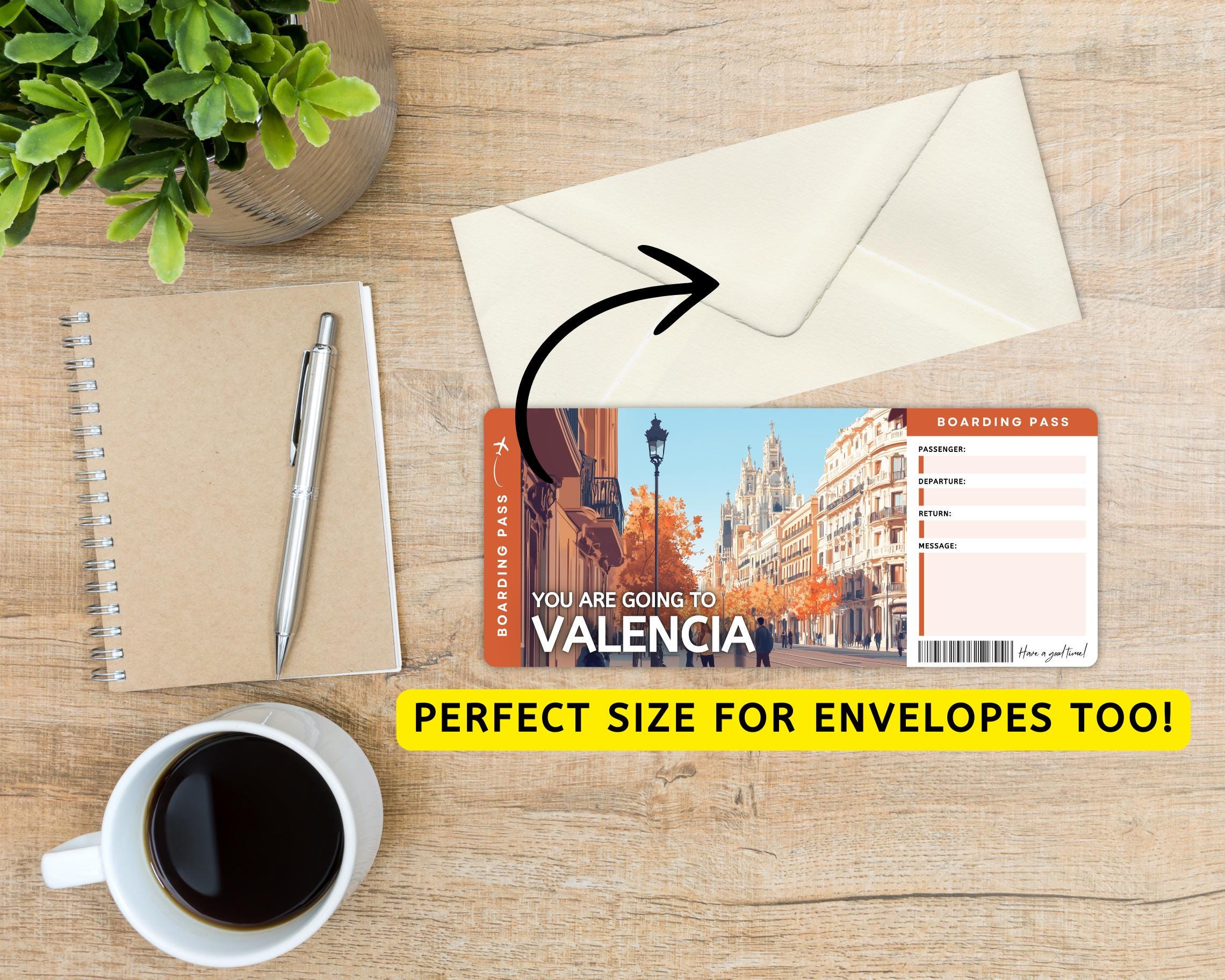 Printable Valencia Surprise Gift Ticket, Editable Spain Boarding Pass ...