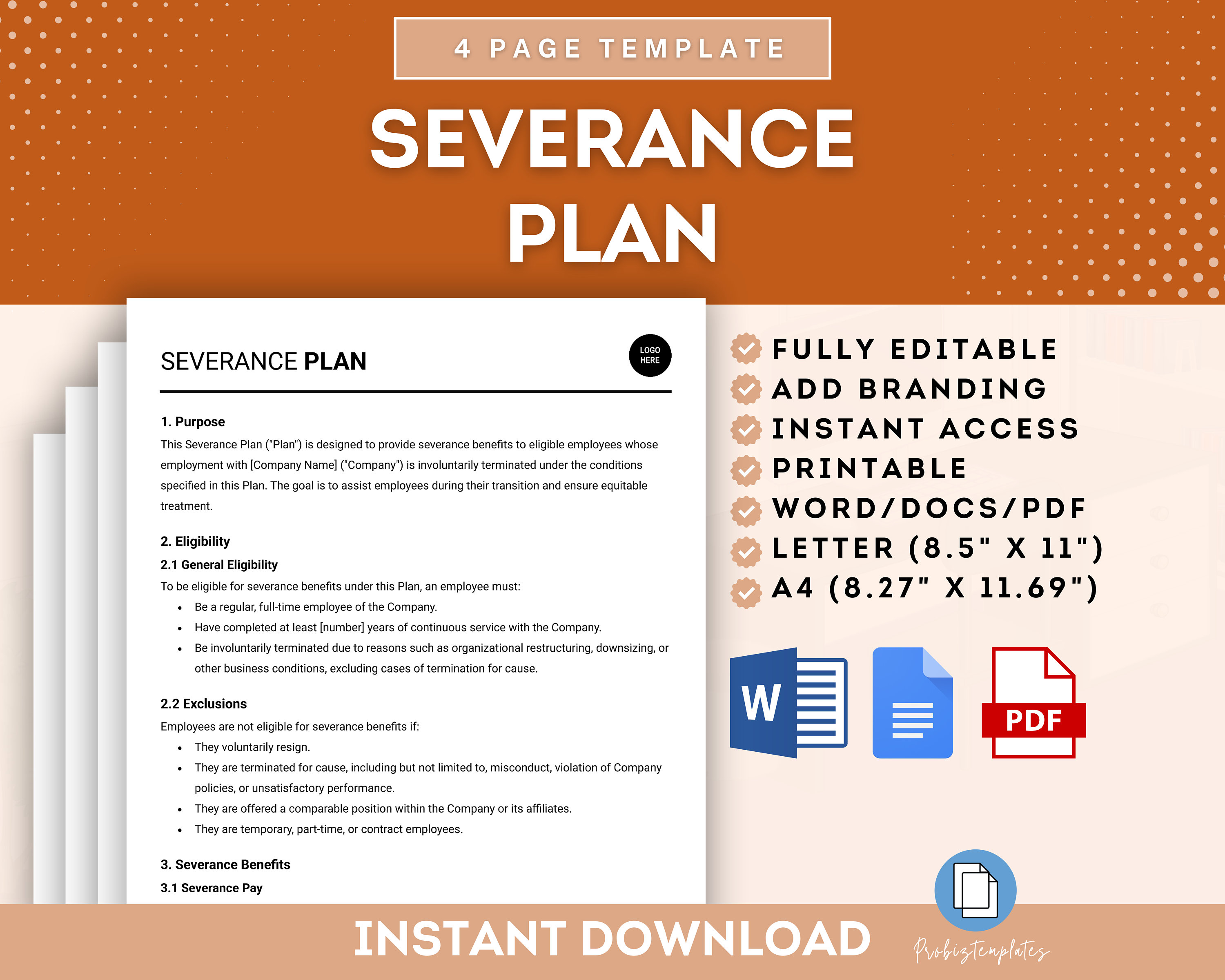 Severance Plan Template, Employee Severance Package, Severance Benefits ...