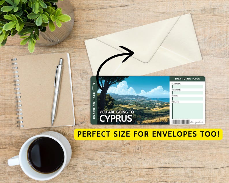 Printable Cyprus Surprise Gift Ticket, Editable Nicosia Boarding Pass ...
