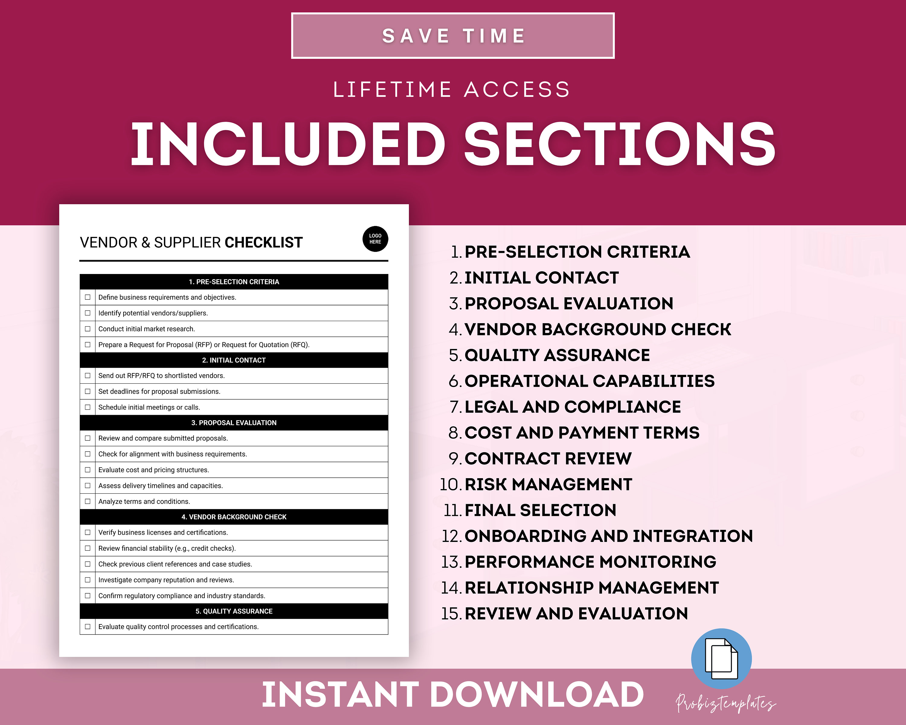 Vendor & Supplier Checklist, Vendor Evaluation Checklist, Supplier Selection Checklist, Vendor ...