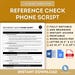 Reference Check Phone Script, Job Reference Check Phone Script, Employment Reference Check ...