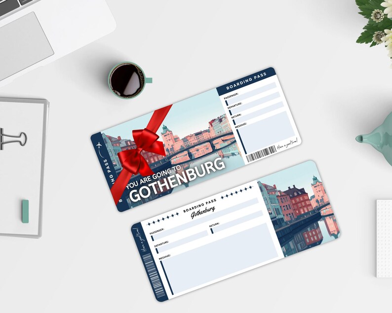 Printable Gothenburg Surprise Gift Ticket, Editable Sweden Boarding ...