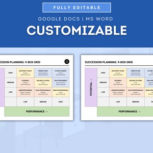 Succession Planning 9 Box Grid Template, Talent Assessment Matrix ...