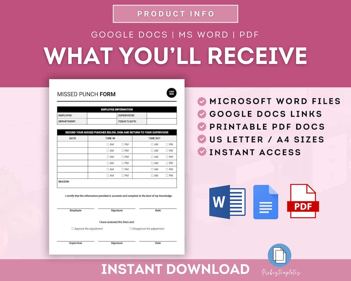 Missed Punch Form Template, Employee Time Punch Correction Form ...