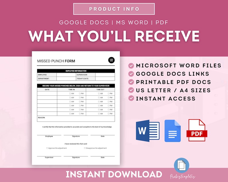 Missed Punch Form Template, Employee Time Punch Correction Form ...