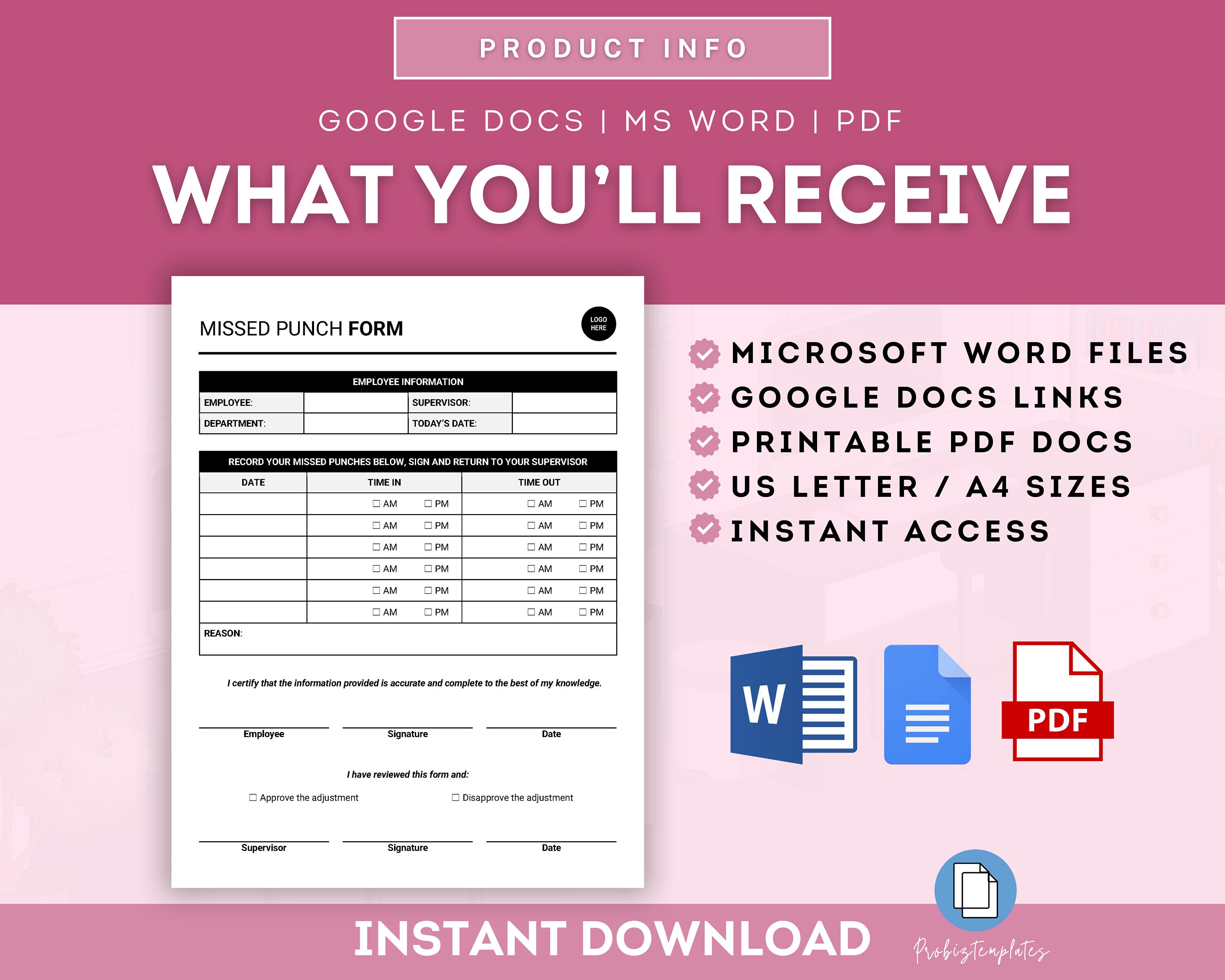 Missed Punch Form Template, Employee Time Punch Correction Form ...