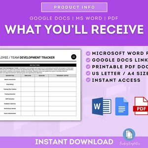 Employee & Team Development Tracker Template, Team Development Monitoring Tool, Staff Growth ...