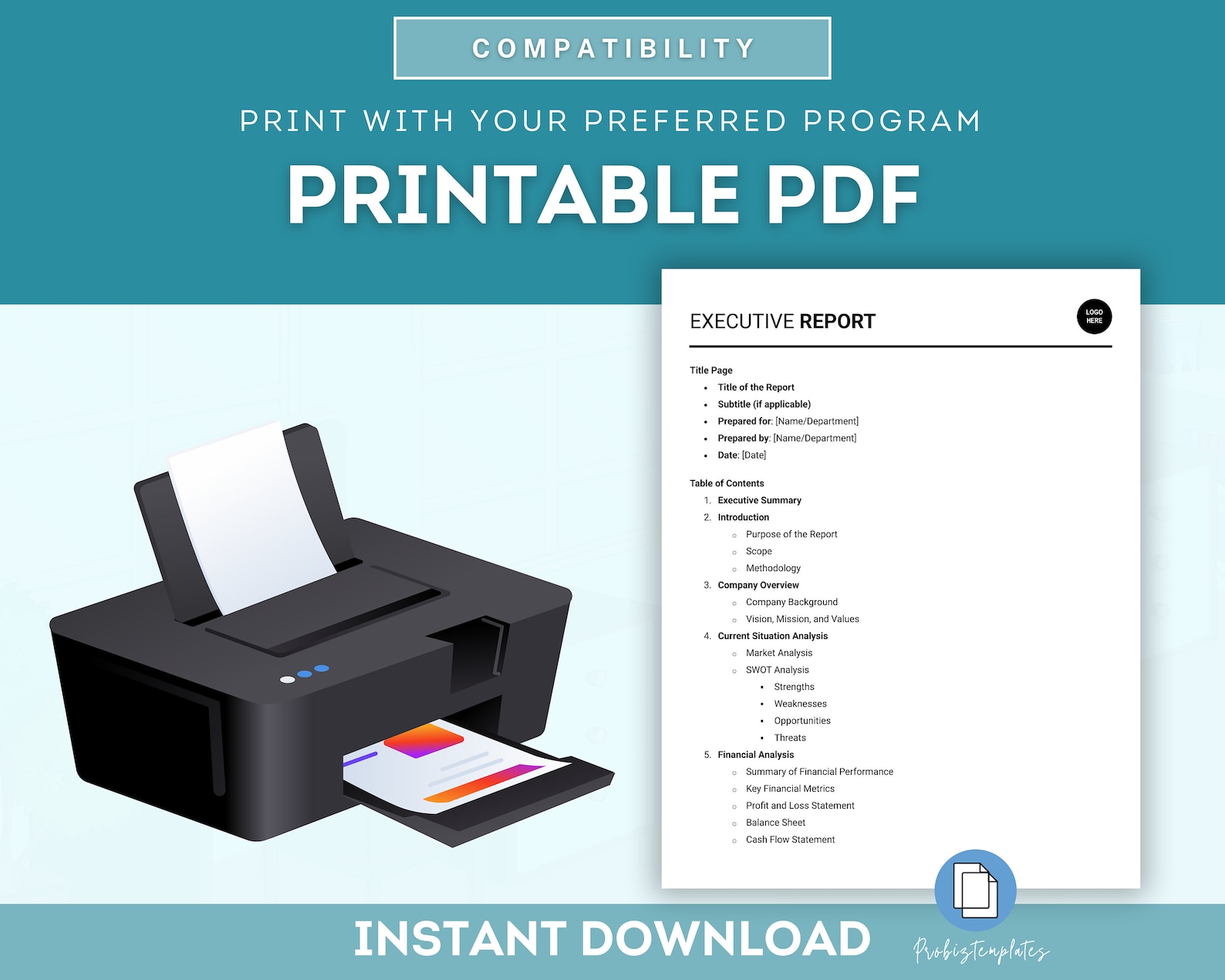 Executive Report Template, Management Report, Executive Summary ...