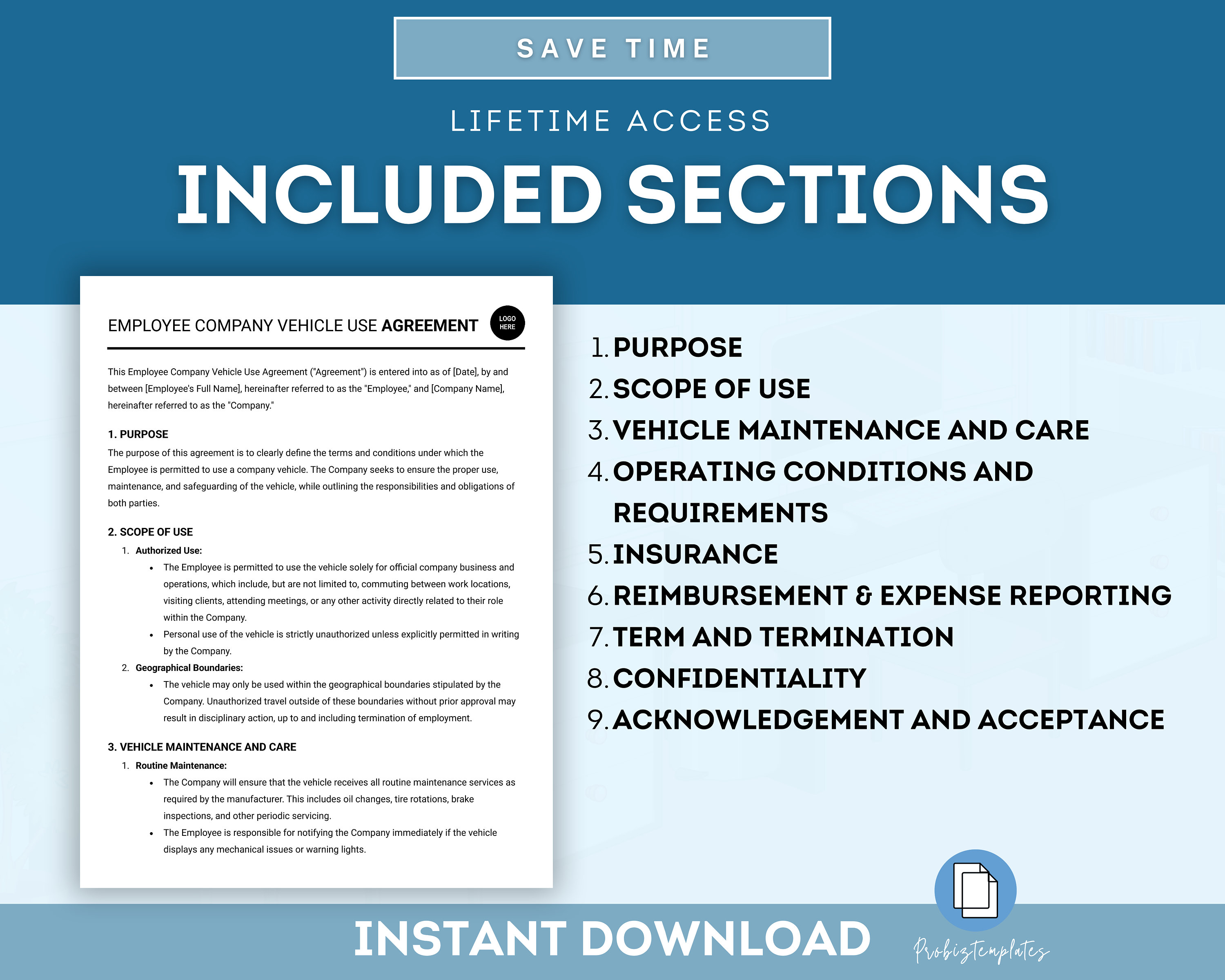 Employee Company Vehicle Use Agreement Template, Company Car Use Policy ...