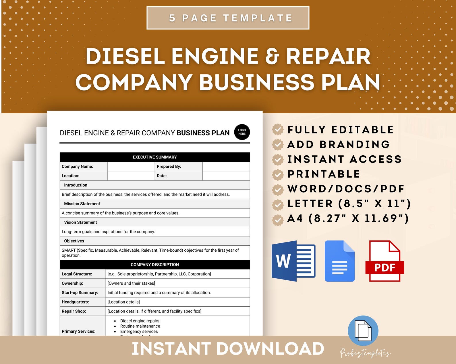 Diesel Engine Repair Business Plan, Diesel Repair Company Plan ...