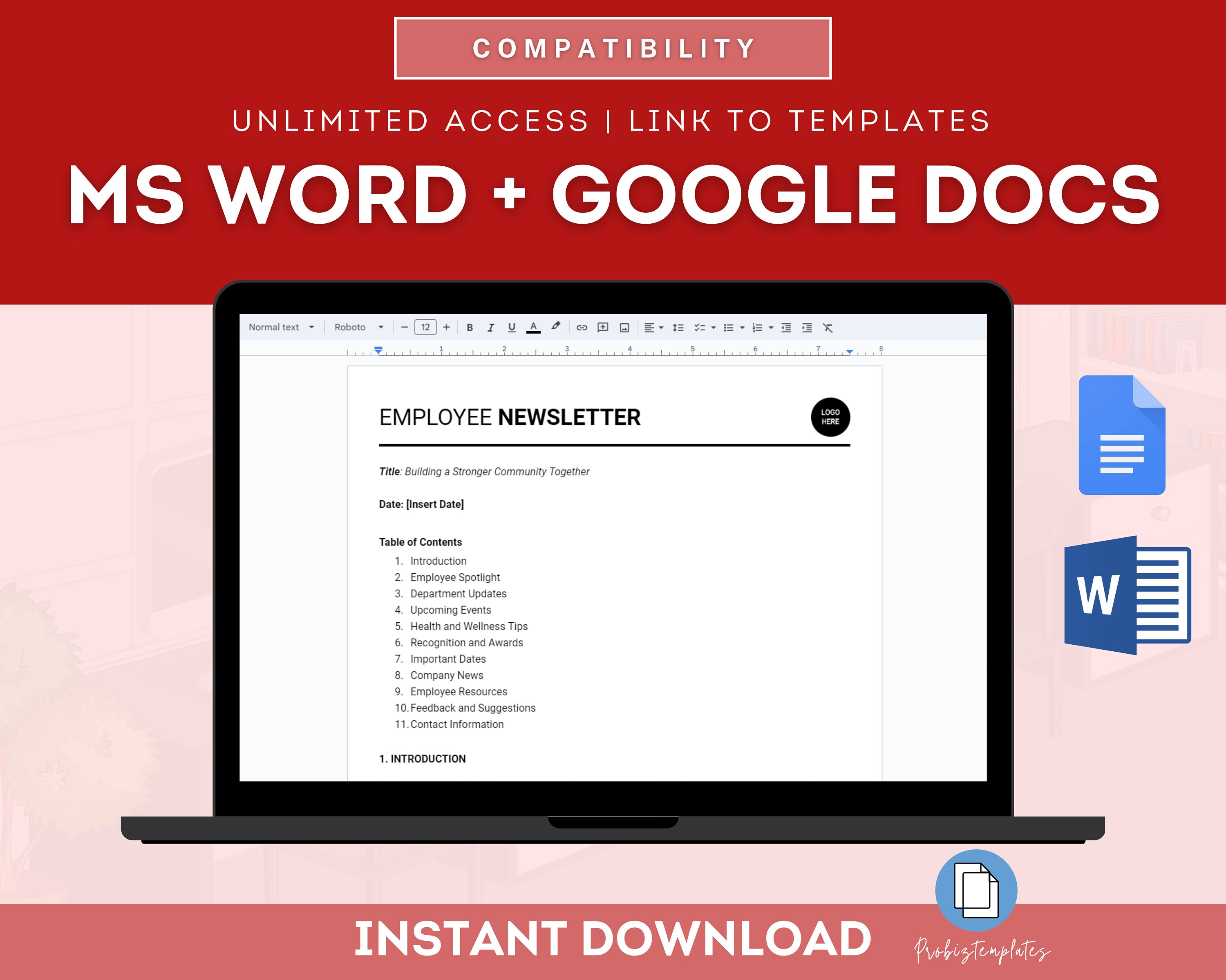 Employee Newsletter Template, Company Newsletter, Staff Bulletin, Team ...