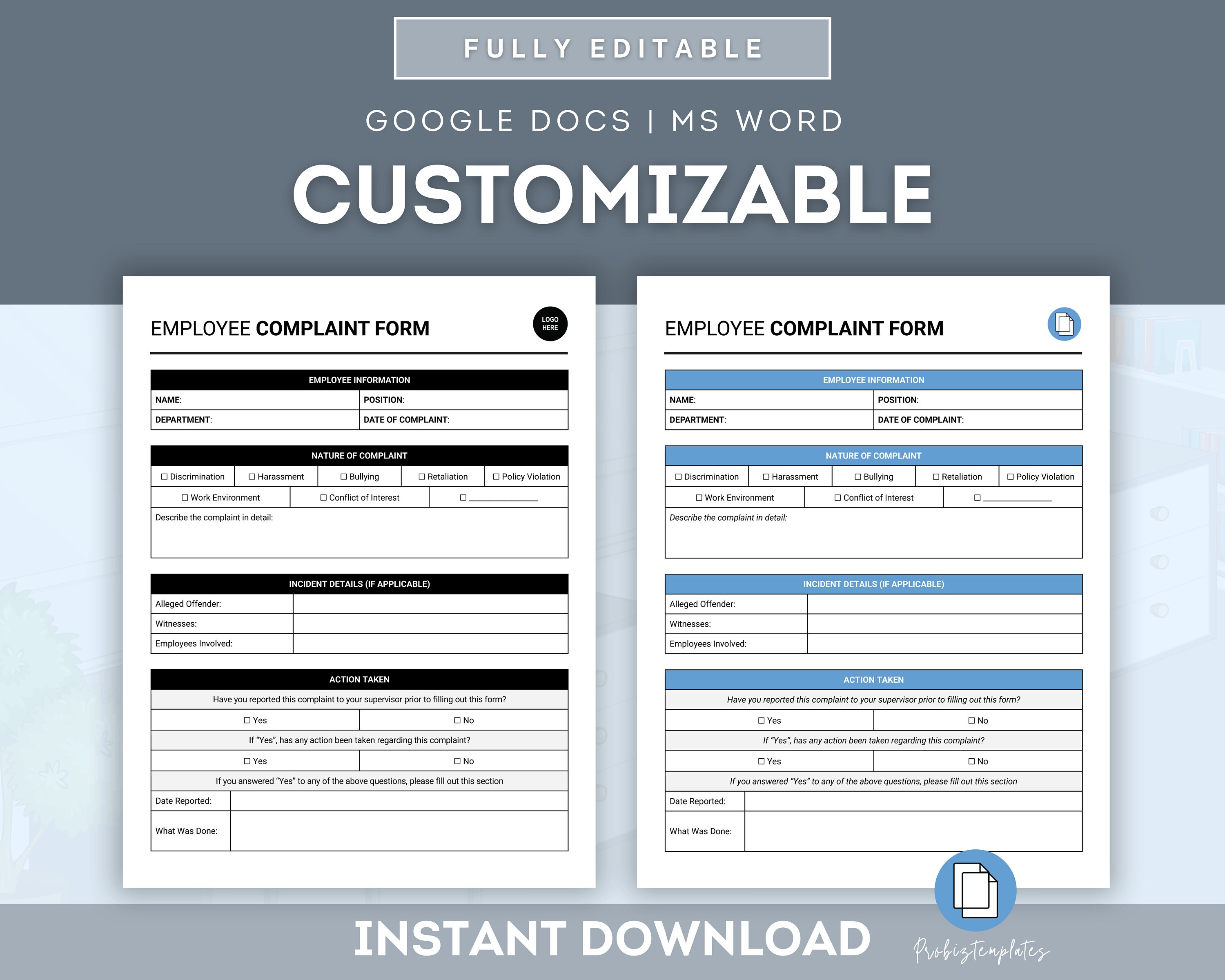 Employee Complaint Form Template, Employee Grievance Form, Staff ...