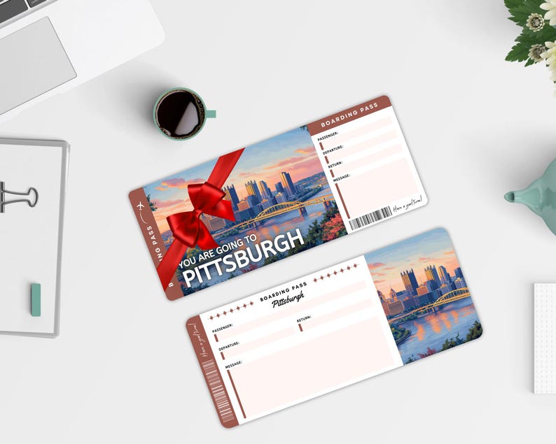 Printable Pittsburgh Surprise Gift Ticket, Editable Pennsylvania ...