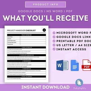 Project Handover Checklist, Project Transfer Checklist, Project ...