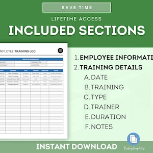 Simple Employee Training Log Template, Staff Development Tracker ...