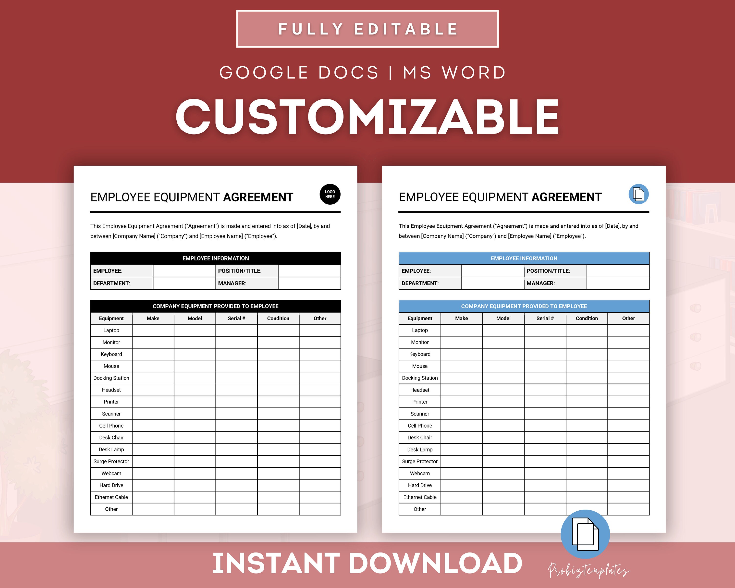 Employee Equipment Agreement Template, Remote Employee Equipment ...
