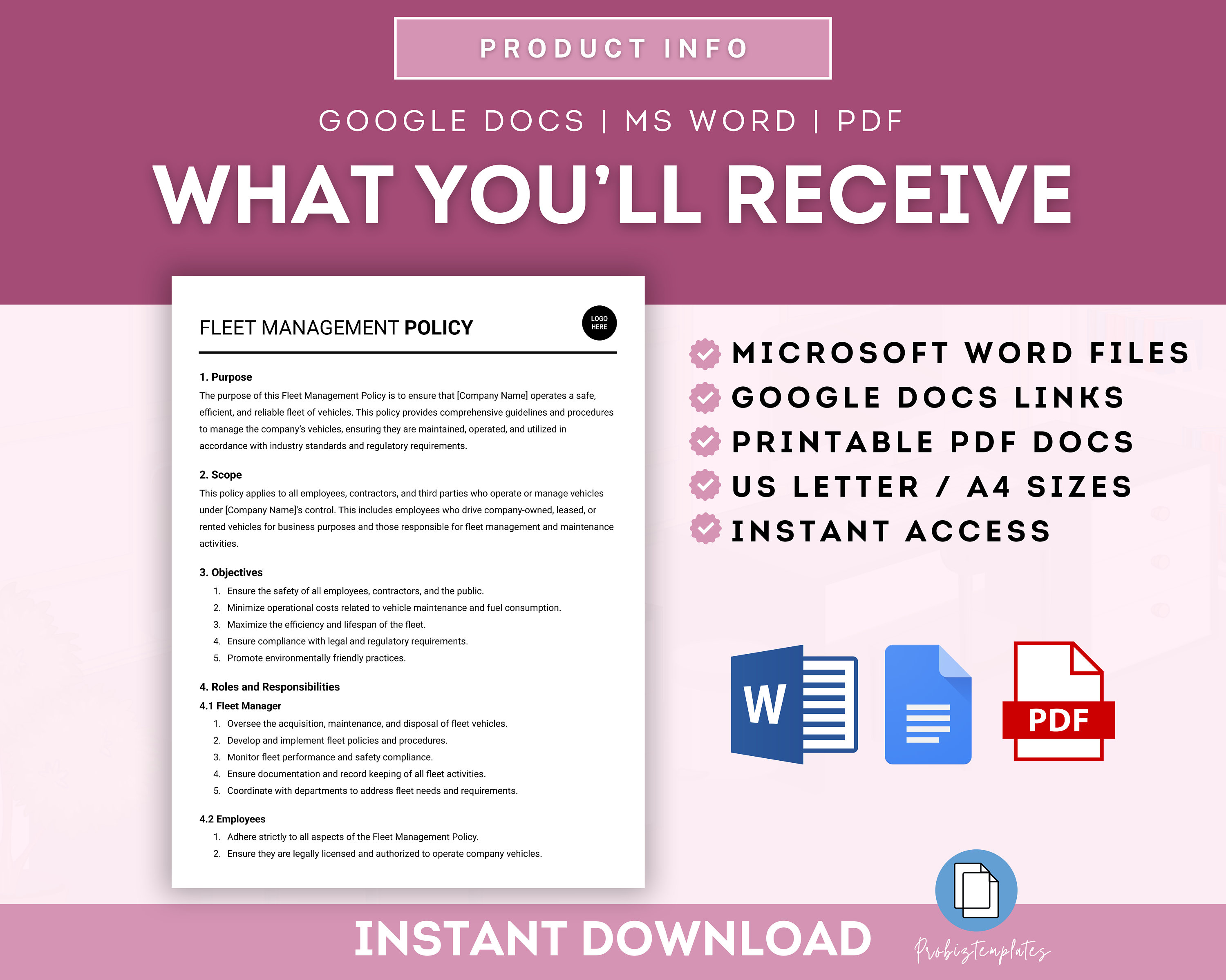 Fleet Management Policy Template, Vehicle Fleet Policy, Company Fleet ...