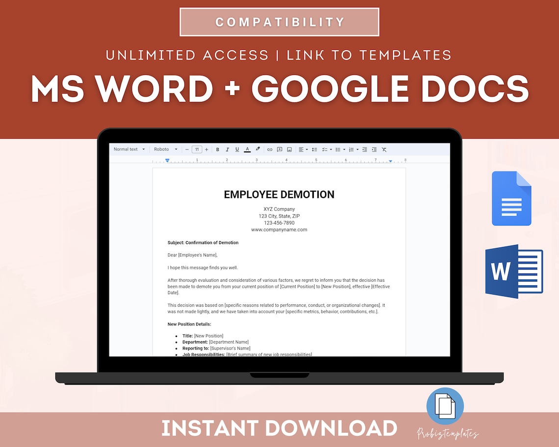 Employee Demotion Letter Template, Job Demotion Notice, Employee Role ...